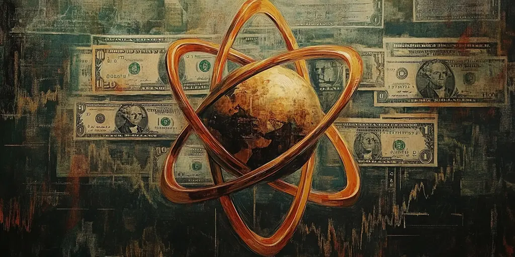 charlesrotter_atomic_energy_symbol_inteweaved_with_money_imidjourney ...