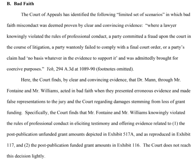 BREAKING: Judge sanctions Michael E. Mann for "Bad-Faith Trial ...