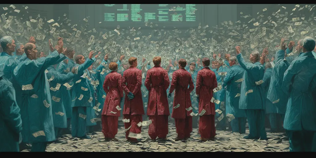 roywspencer_13617_Five_scientists_wearing_dark_red_lab_coats_st ...